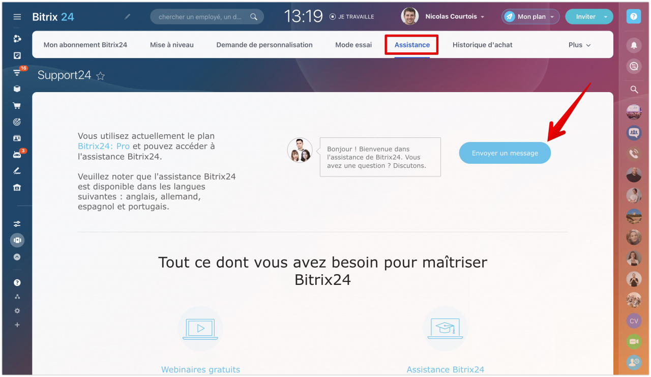 Comment connecter l’assistance de Bitrix24