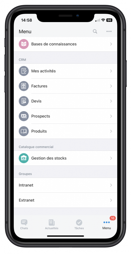 Gestion des stocks dans l'application mobile