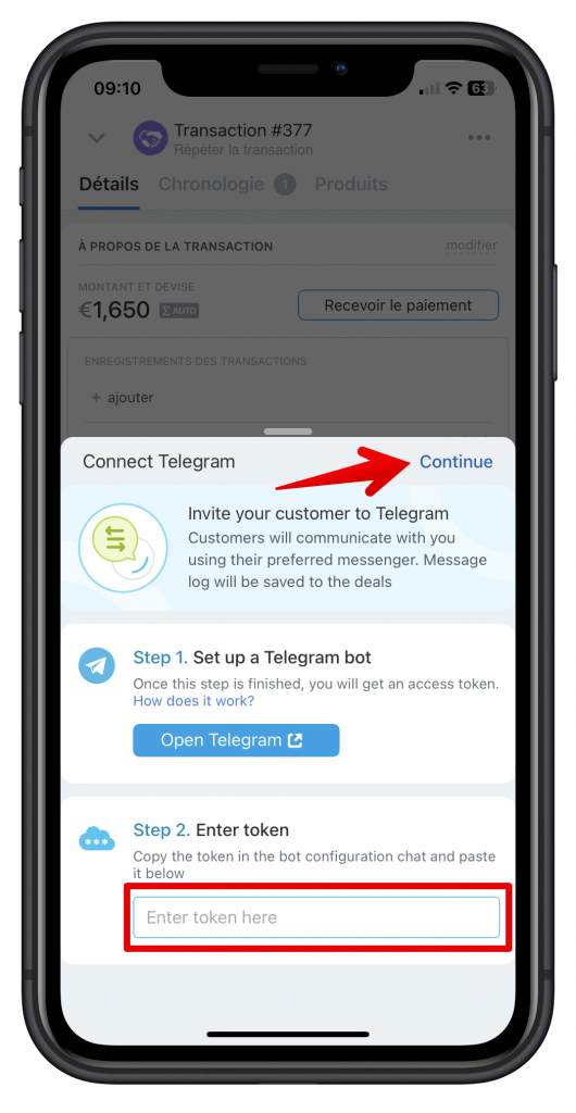 Comment inviter un client au chat Telegram